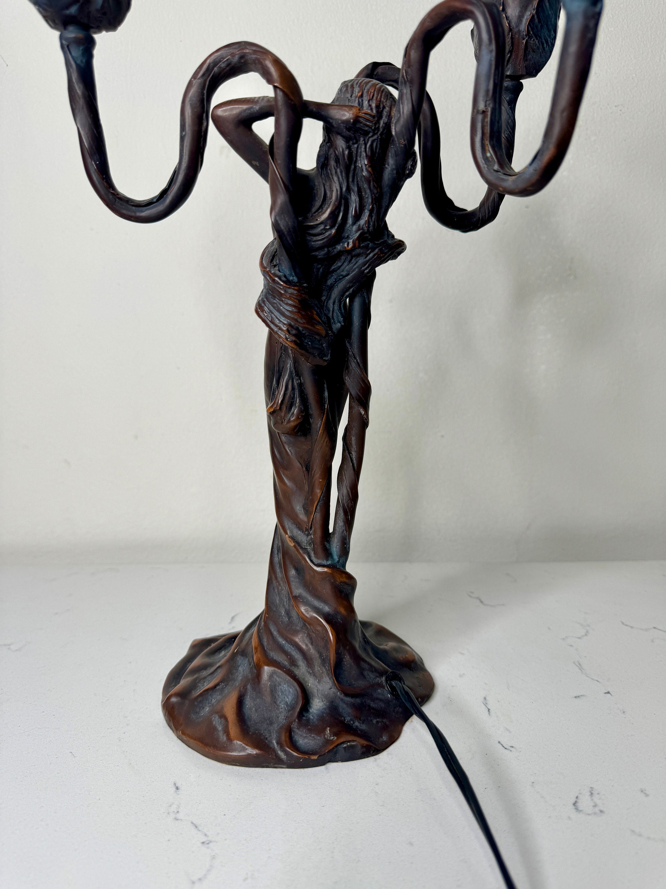Vintage Bronze Art Nouveau Figural Women Lamp - Etsy