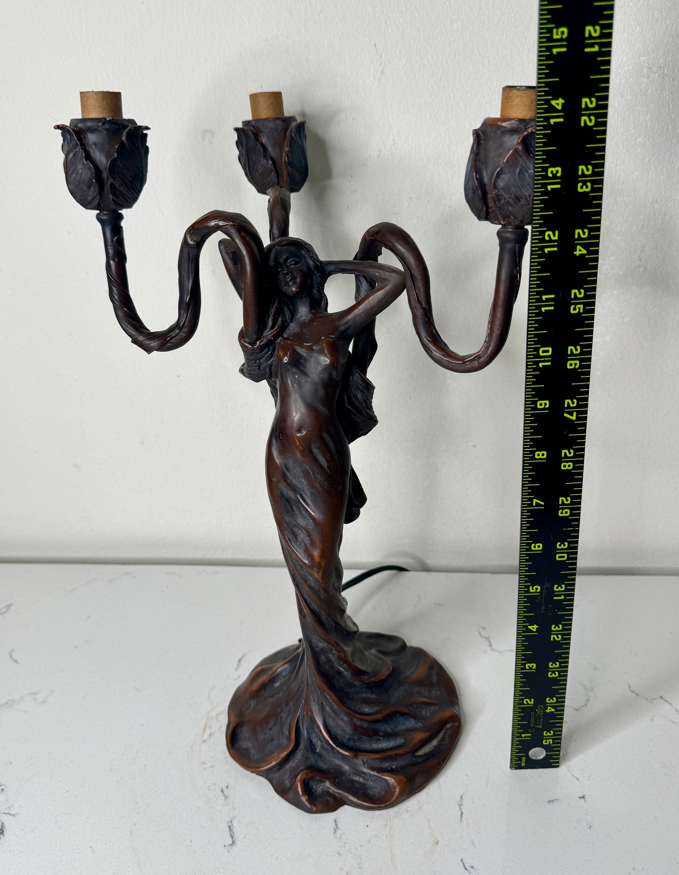 Vintage Bronze Art Nouveau Figural Women Lamp - Etsy