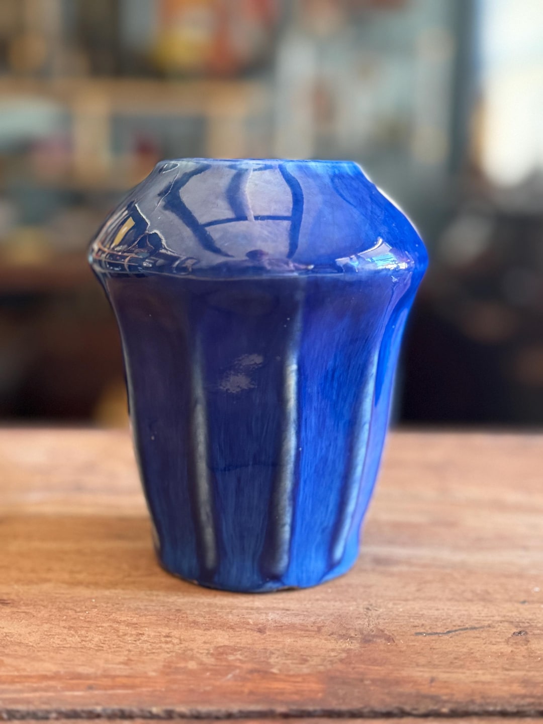 Antique French Blue Glazed Pottery Vase - Etsy