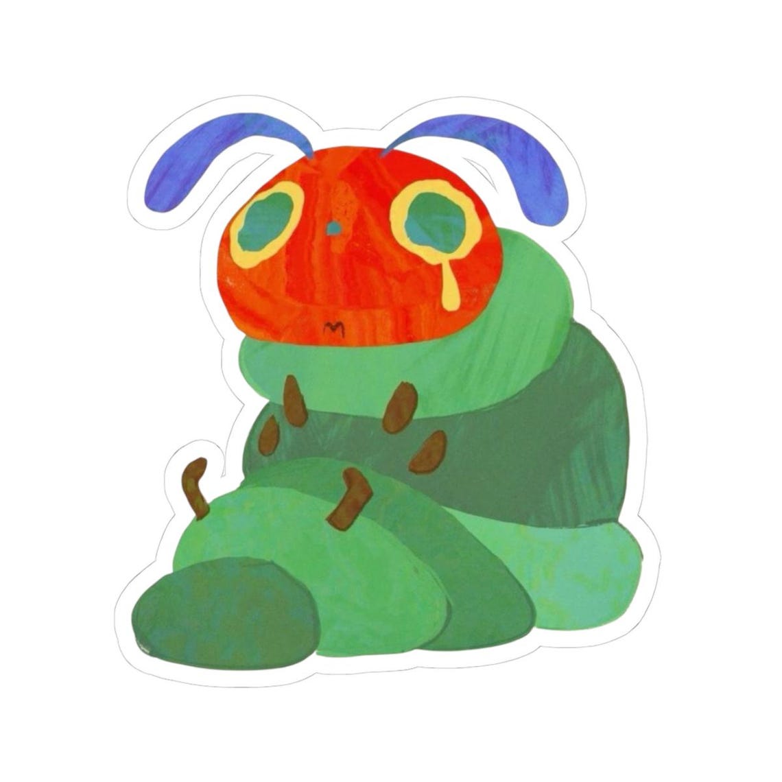 Sad Hungry Caterpillar Sticker | Cute Crying Bug Kiss-cut Vinyl Sticker ...