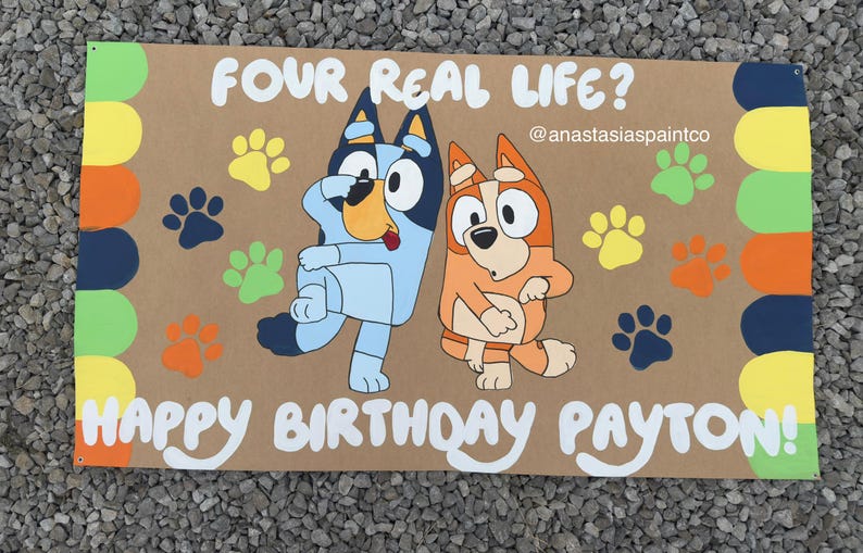 Custom Bluey Banner, Bluey Party, Bluey and Bingo, Birthday Banner ...