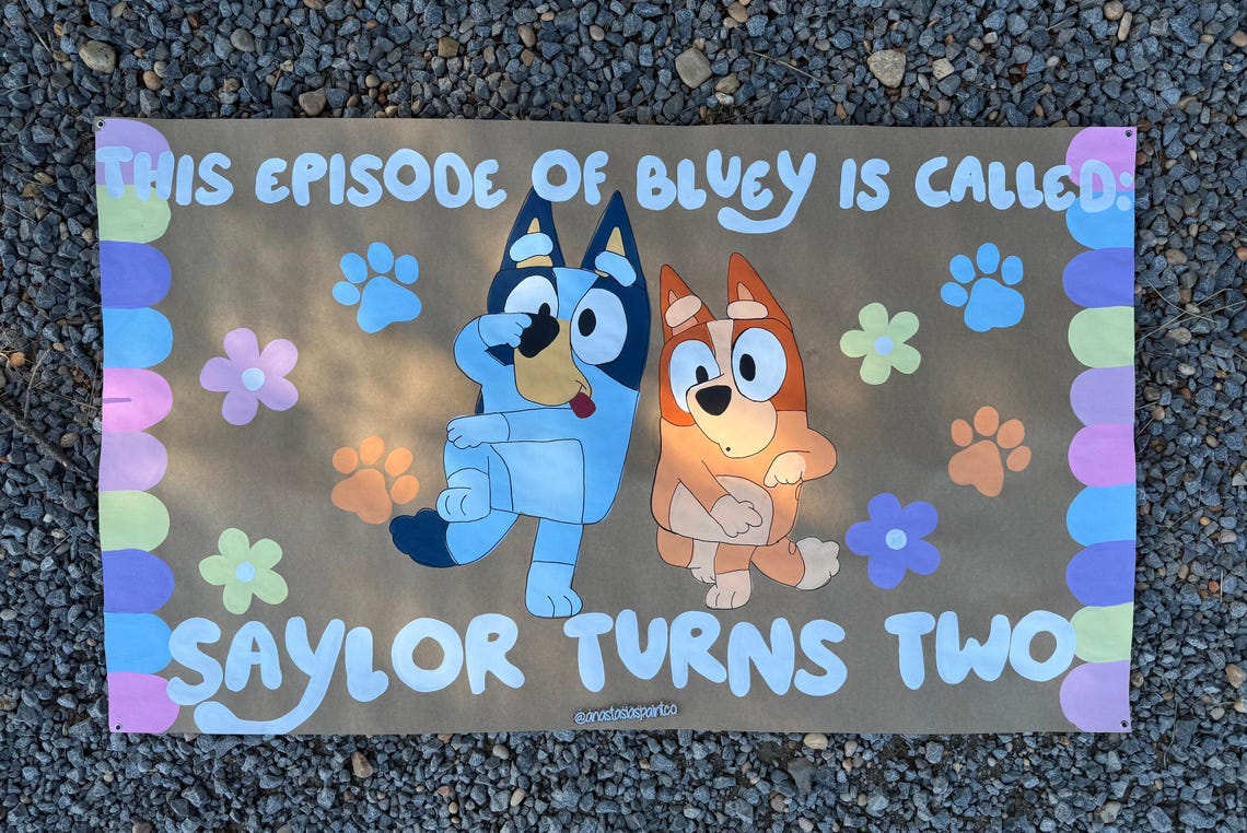 Custom Bluey Banner, Bluey Party, Bluey and Bingo, Birthday Banner ...