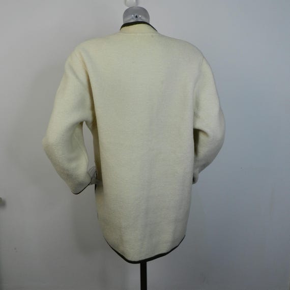 Vintage Wool Folk Jacket/Cream Grey Felt House Appliq… - Gem