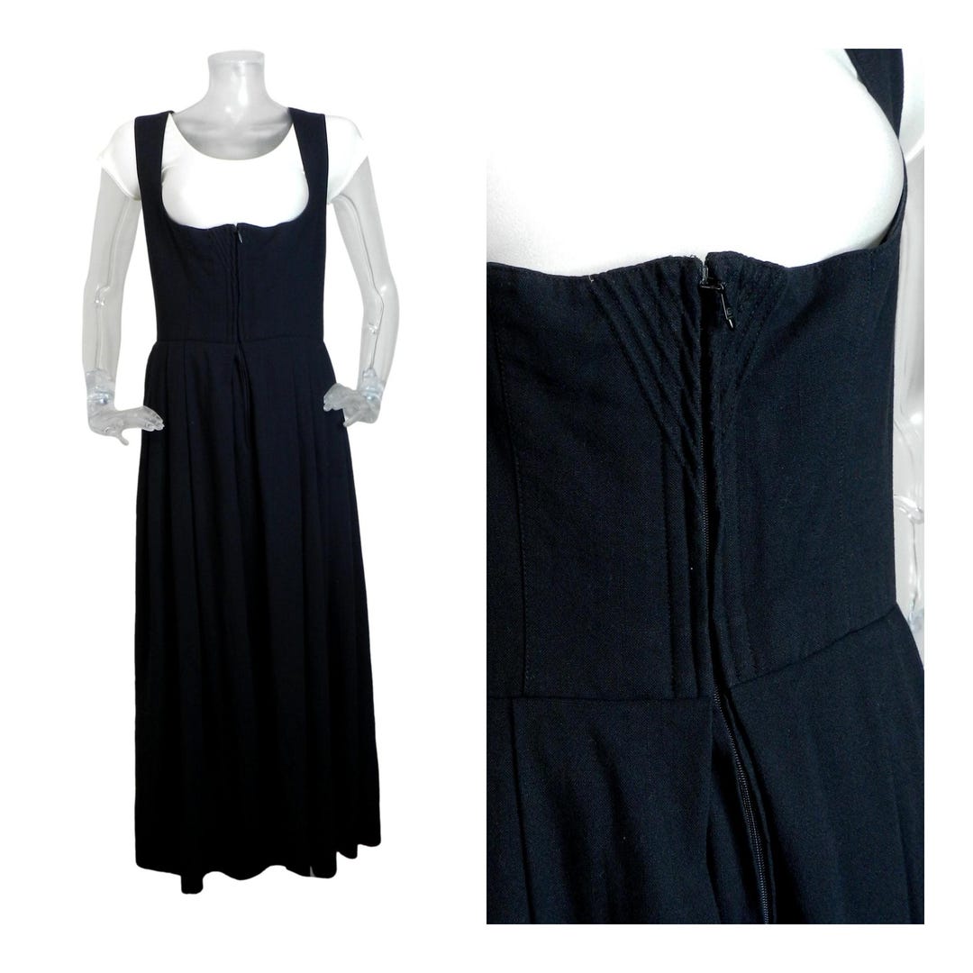 Vintage Folk Dress/ Black Gothic Dirndl Dress / UK 12 Fr 40 ...