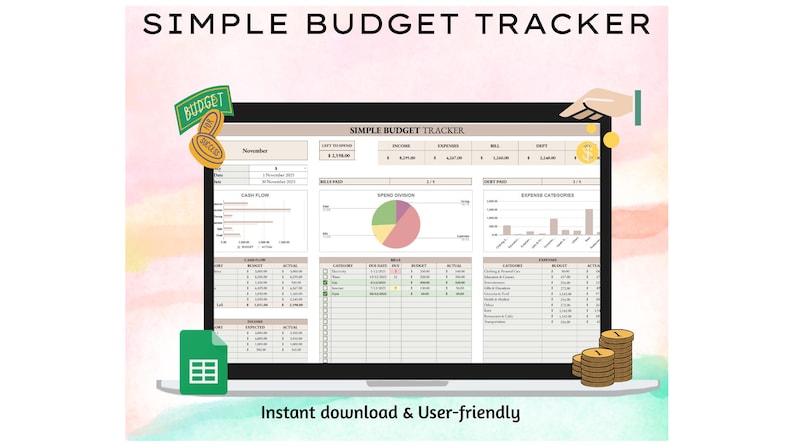 Budget Planner Google Sheets Template - Monthly Biweekly Paycheck ...