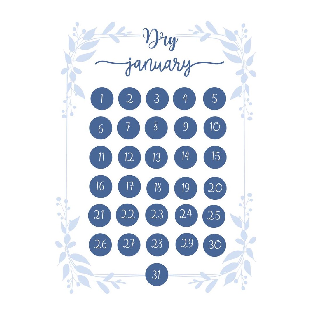 Dry January Tracker – January Calendar-digital Download January ...