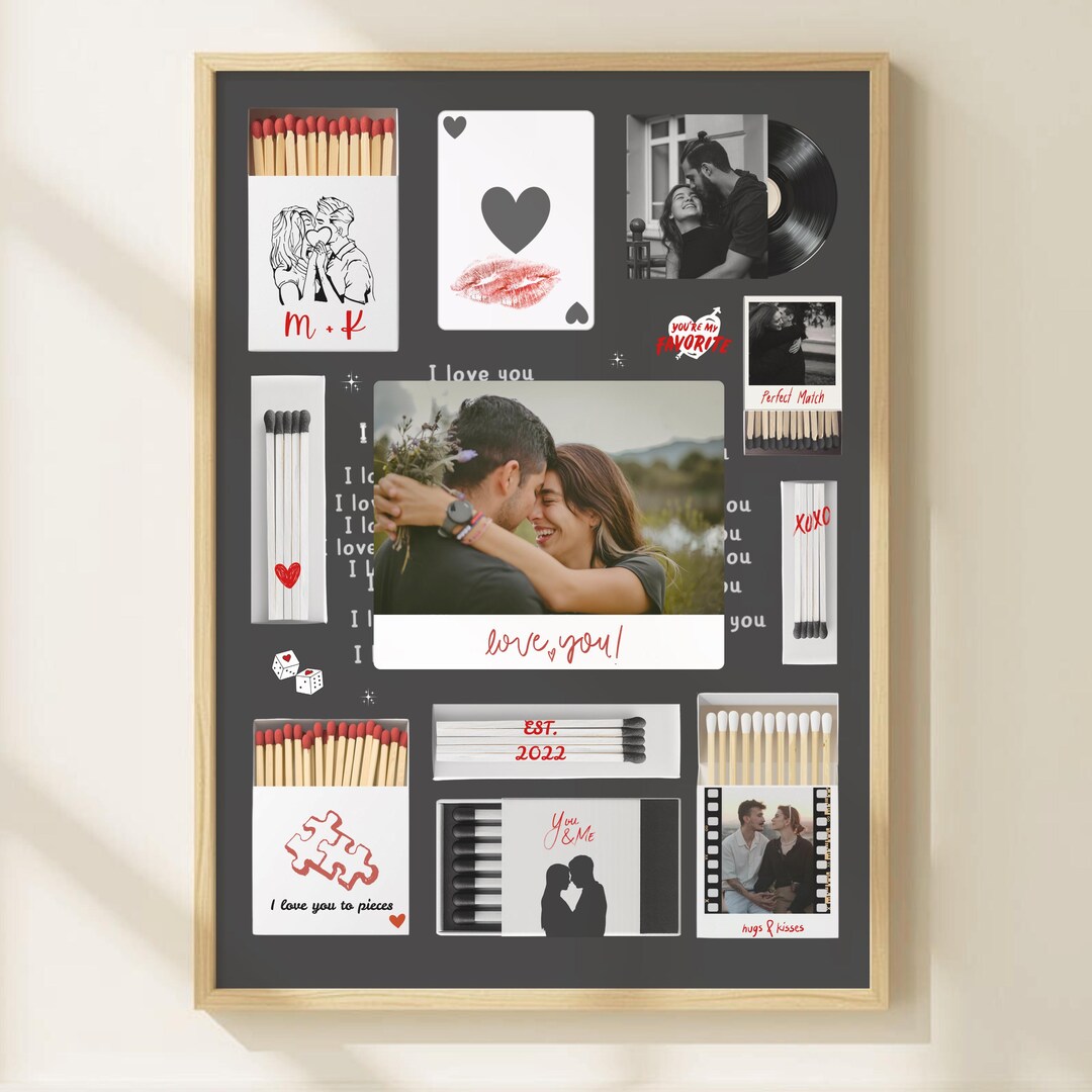 Editable Matchbook Photo Collage Poster, Anniversary Gift (canva ...