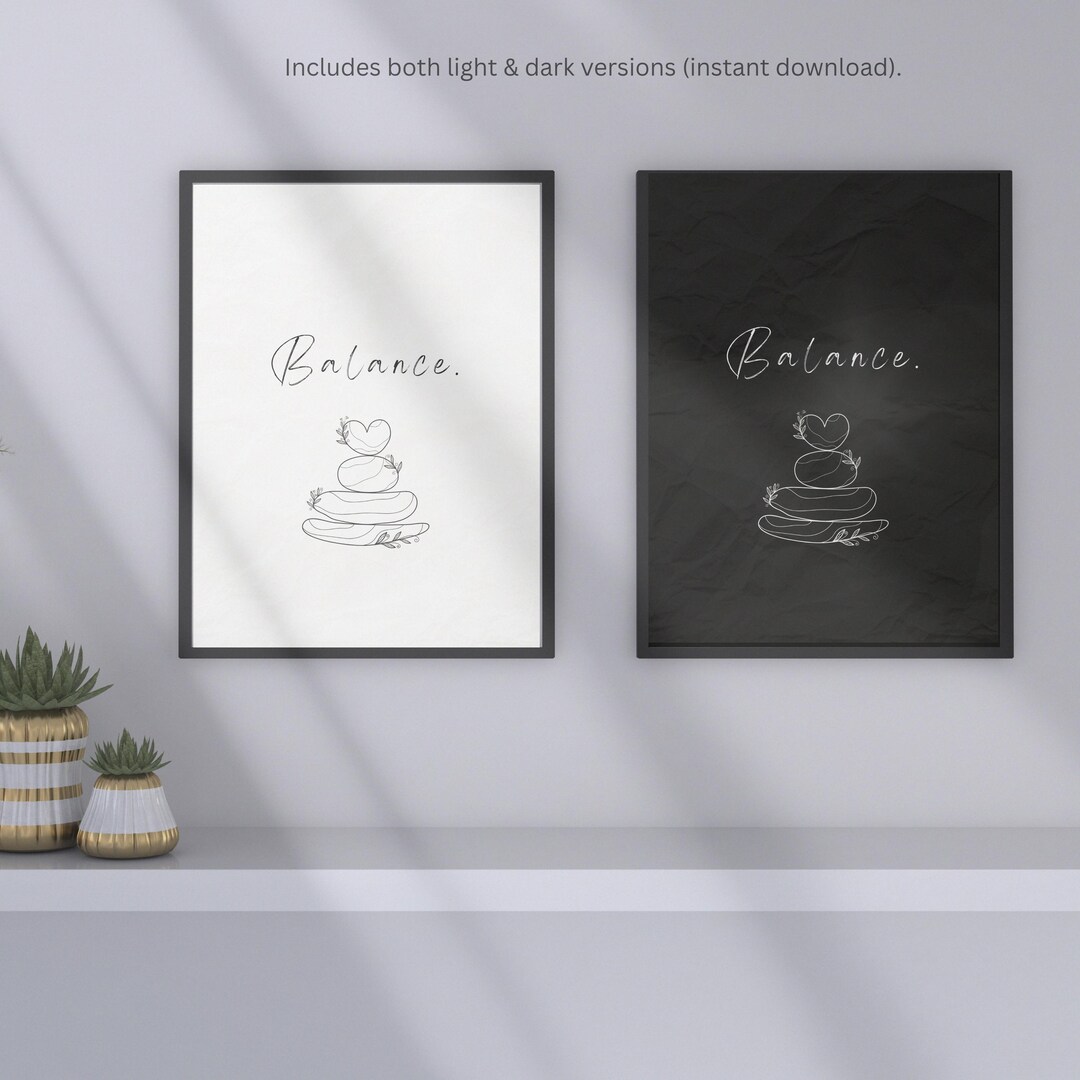 Balance Minimalist Typography Print, Black and White Poster ...