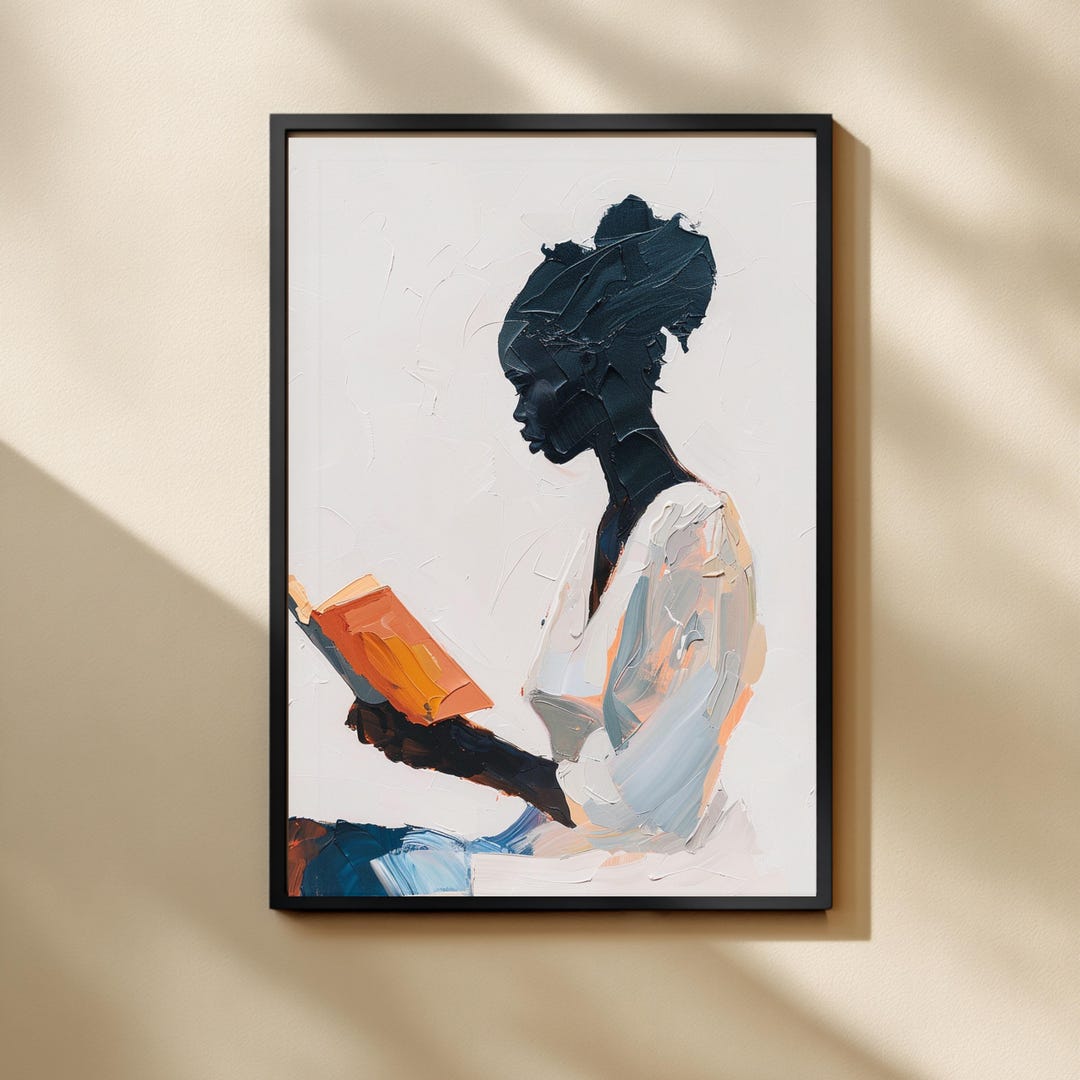 Afrocentric Reading Wall Art, Black Woman Reading Print, African ...