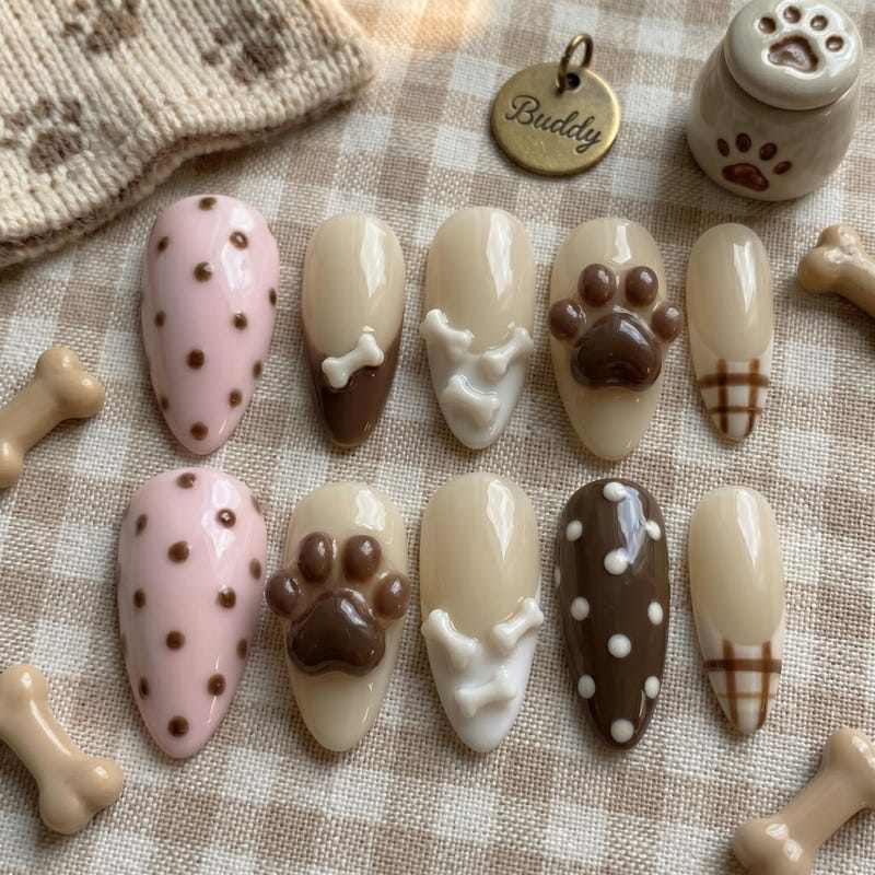 Dog Paw Acrylic Nails - Etsy