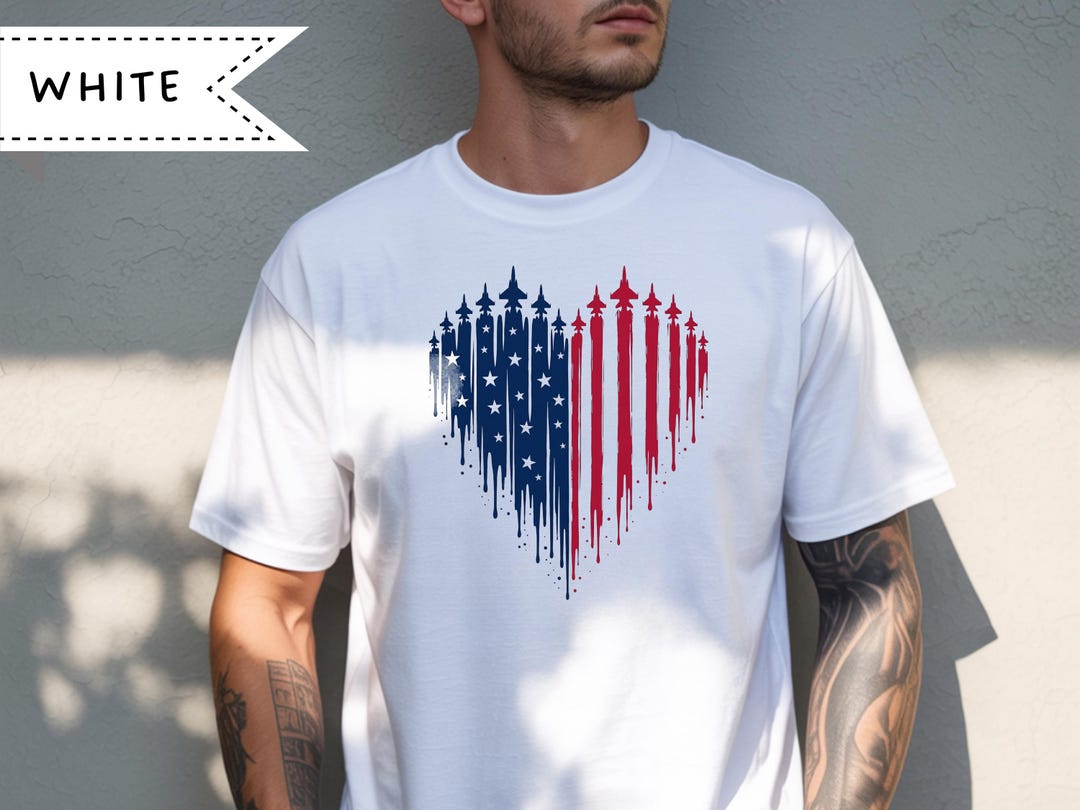 USA Fighter Jet Heart T-shirt, Unisex Patriotic Graphic Tee, Comfort ...