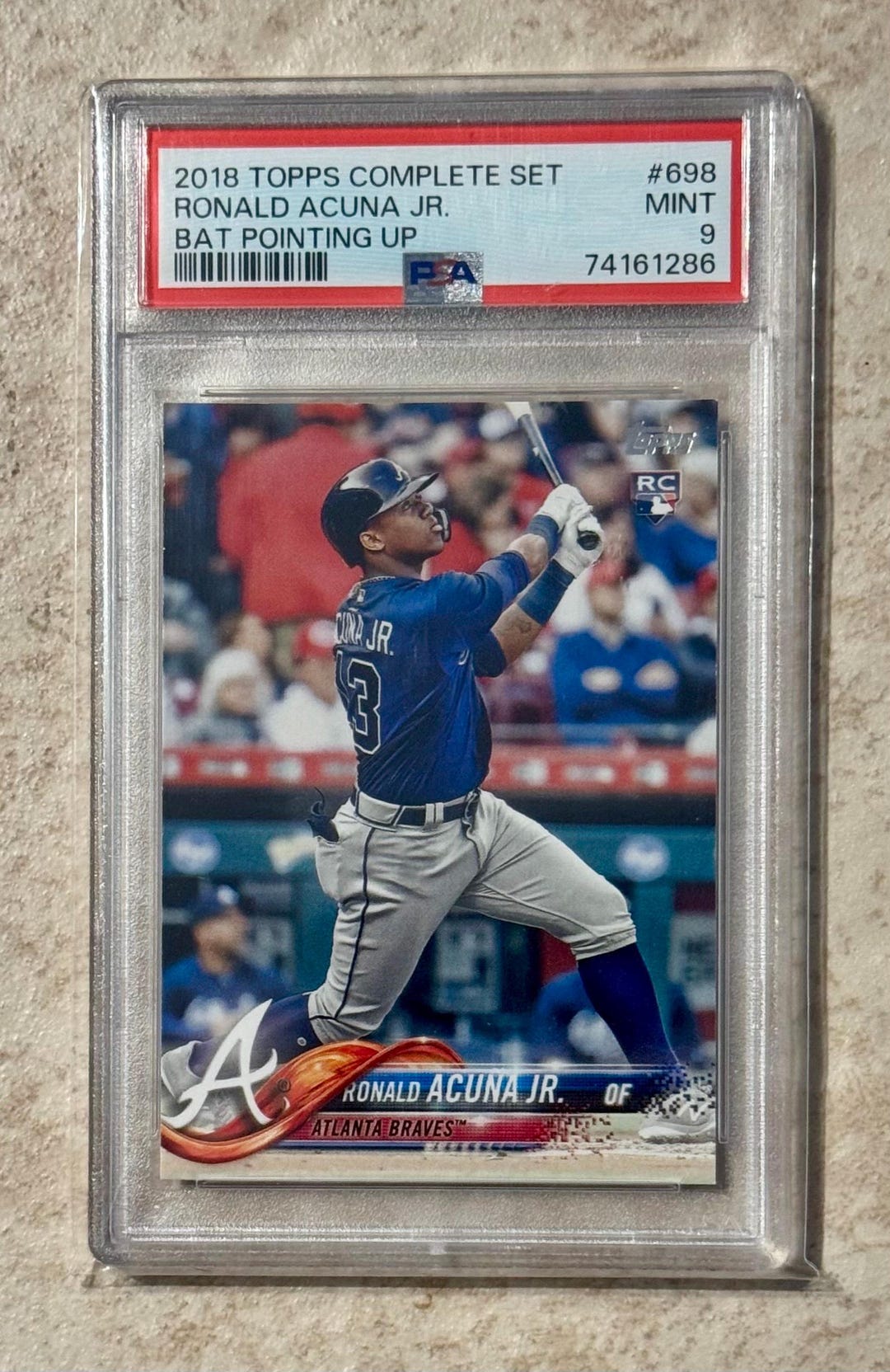 2018 Topps Complete Set Ronald Acuna Jr. RC #698 Rookie Bat Pointing up ...