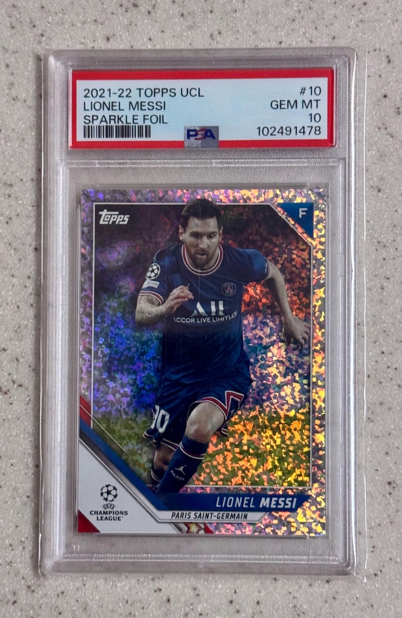 2021-22 Topps UCL Lionel Messi Sparkle Foil SP #10 PSA 10 Gem Mint - Etsy