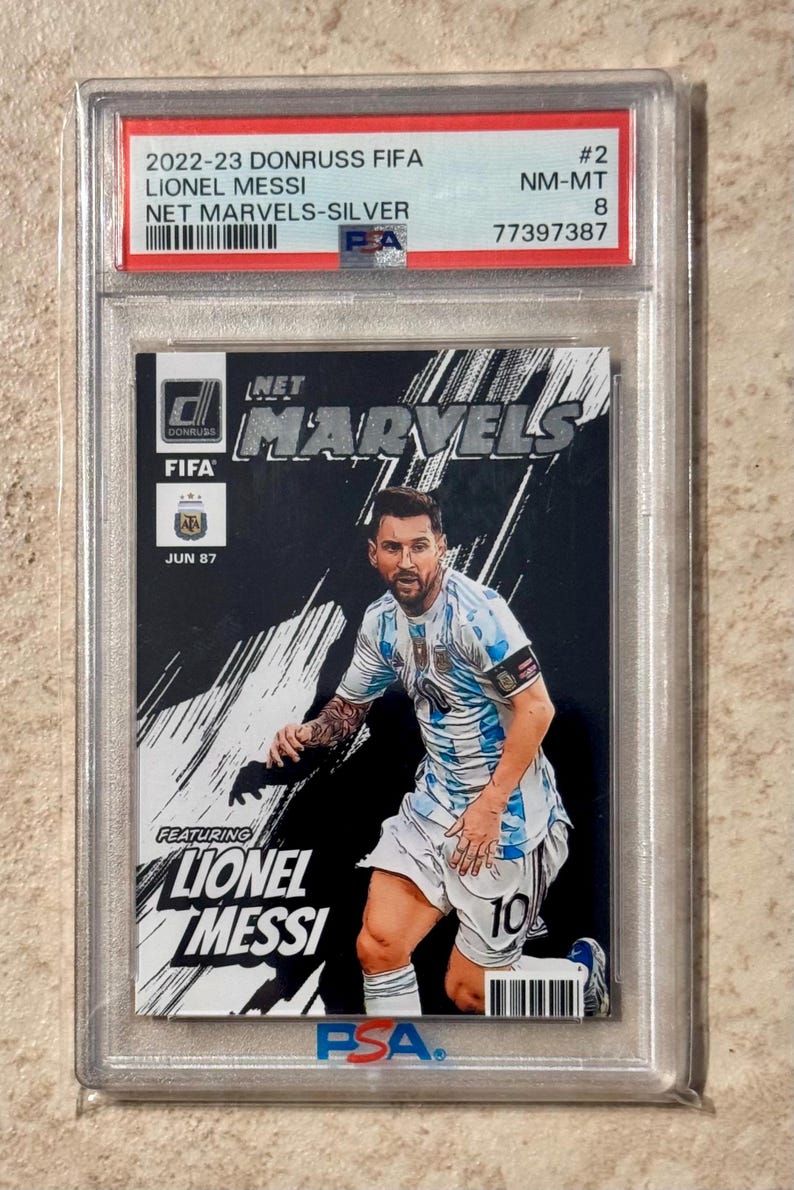 2022 DONRUSS FIFA Lionel Messi Net Marvel’s Silver #2 PSA 8 Argentina ...