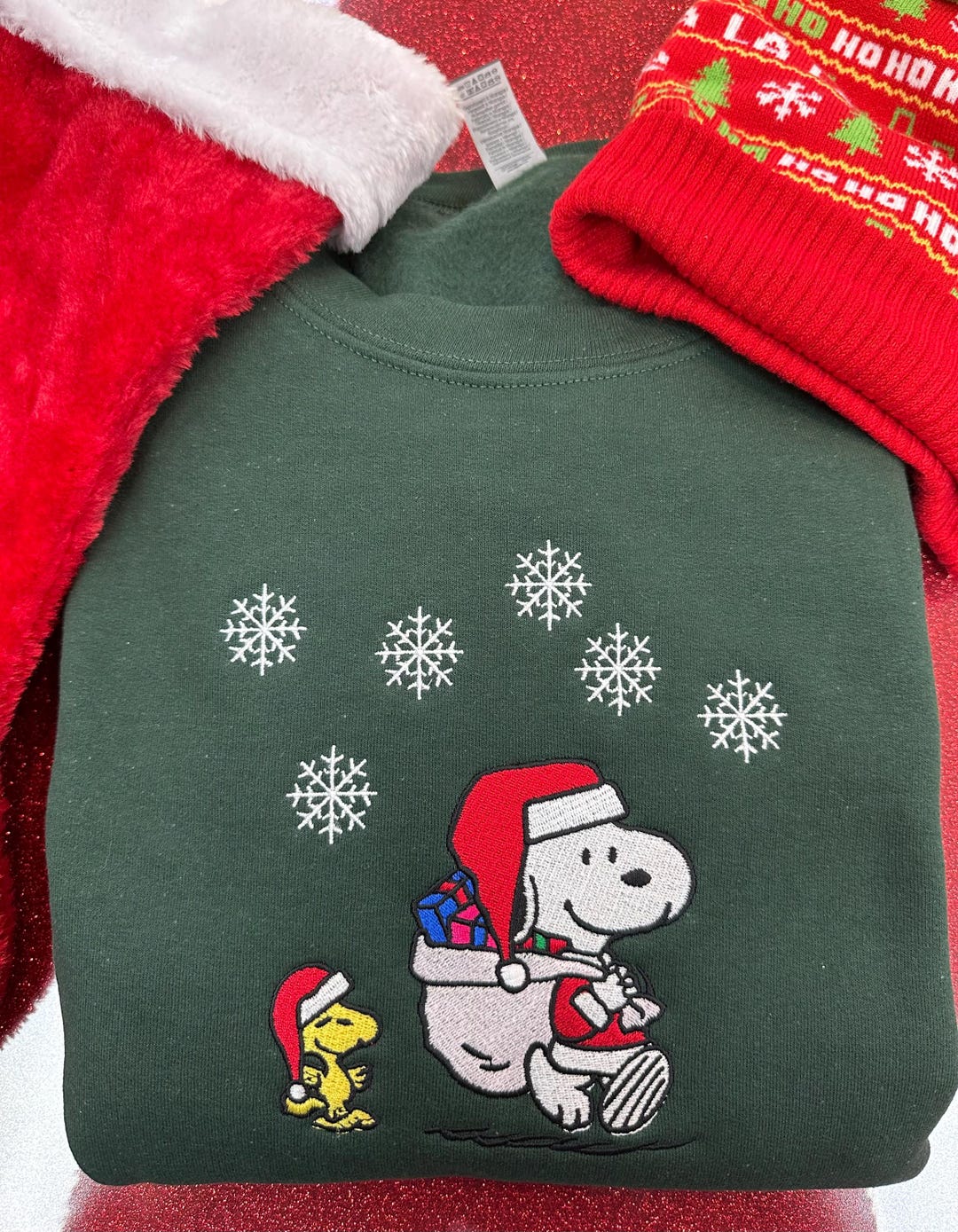 Snoopy the Santa Embroidered Snoopy Christmas Sweatshirt | Peanuts ...