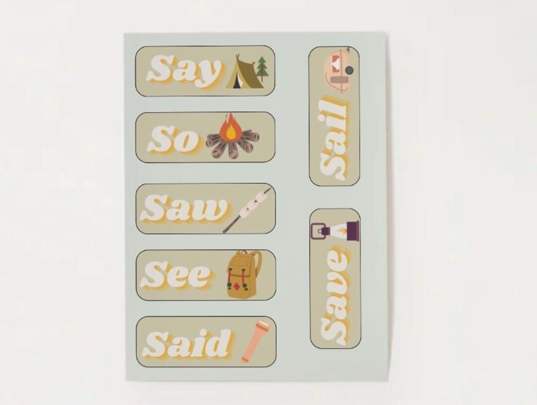 Camping Themed Articulation Cards - Initial S - Etsy