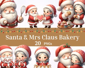 Santa Mrs Claus Bakery Clipart 20 Christmas Pngs Baking, Cookies ...