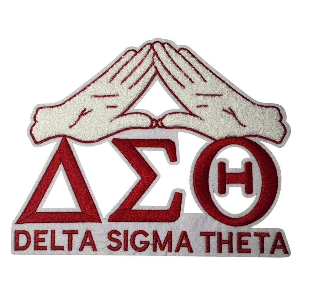 Delta Sigma Theta Hands Chenille– Red & White Greek Letters Iron-on ...