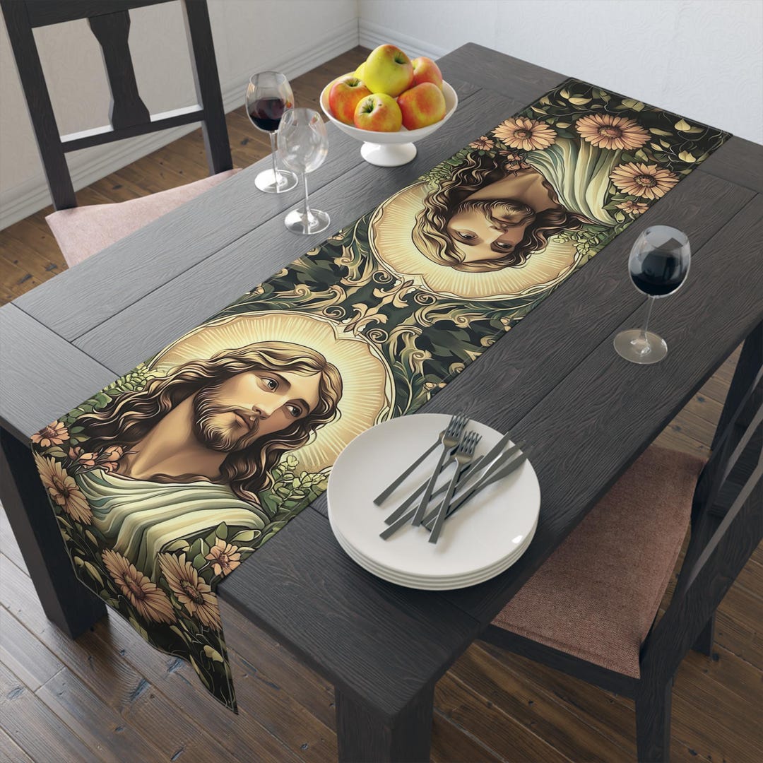 Jesus Floral Table Runner | Religious Dining Decor - Etsy