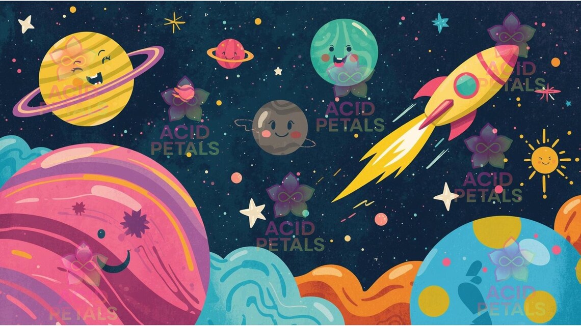 Fun Kids Space Poster Pack Set of 10 Printable Wall Arts for Playroom ...