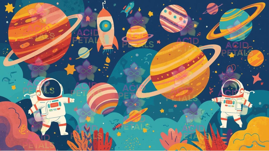 Fun Kids Space Poster Pack Set of 10 Printable Wall Arts for Playroom ...