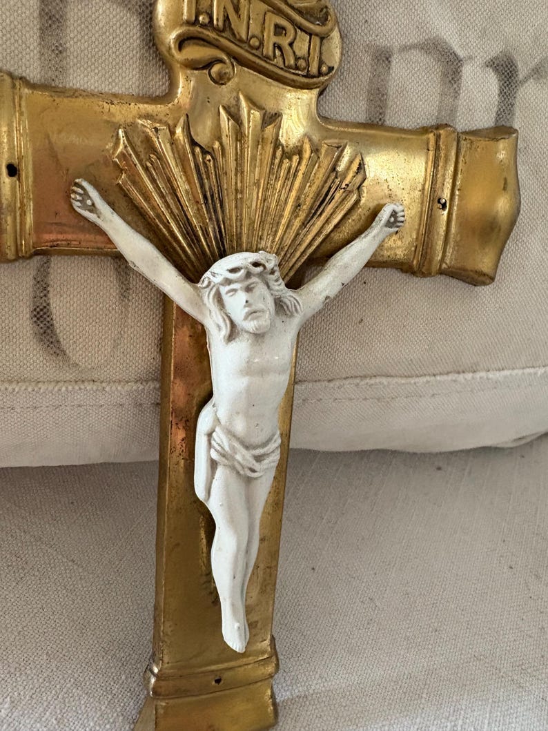 Vintage Crucifix, Corpus, Heavy Gold Metal, Sunbeam Crucifix, INRI ...