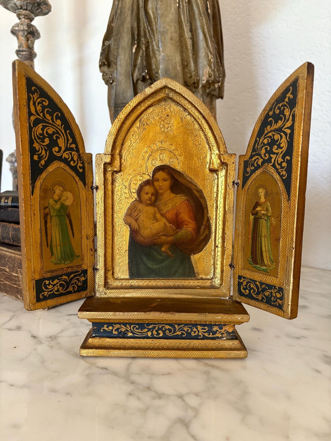Vintage Italian Triptych, Tabernacle Design, Giltwood, Made in Italy - Etsy