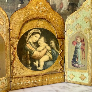 Vintage Florentine Triptych, Madonna of the Chair, Raphael, Made in Italy - Etsy