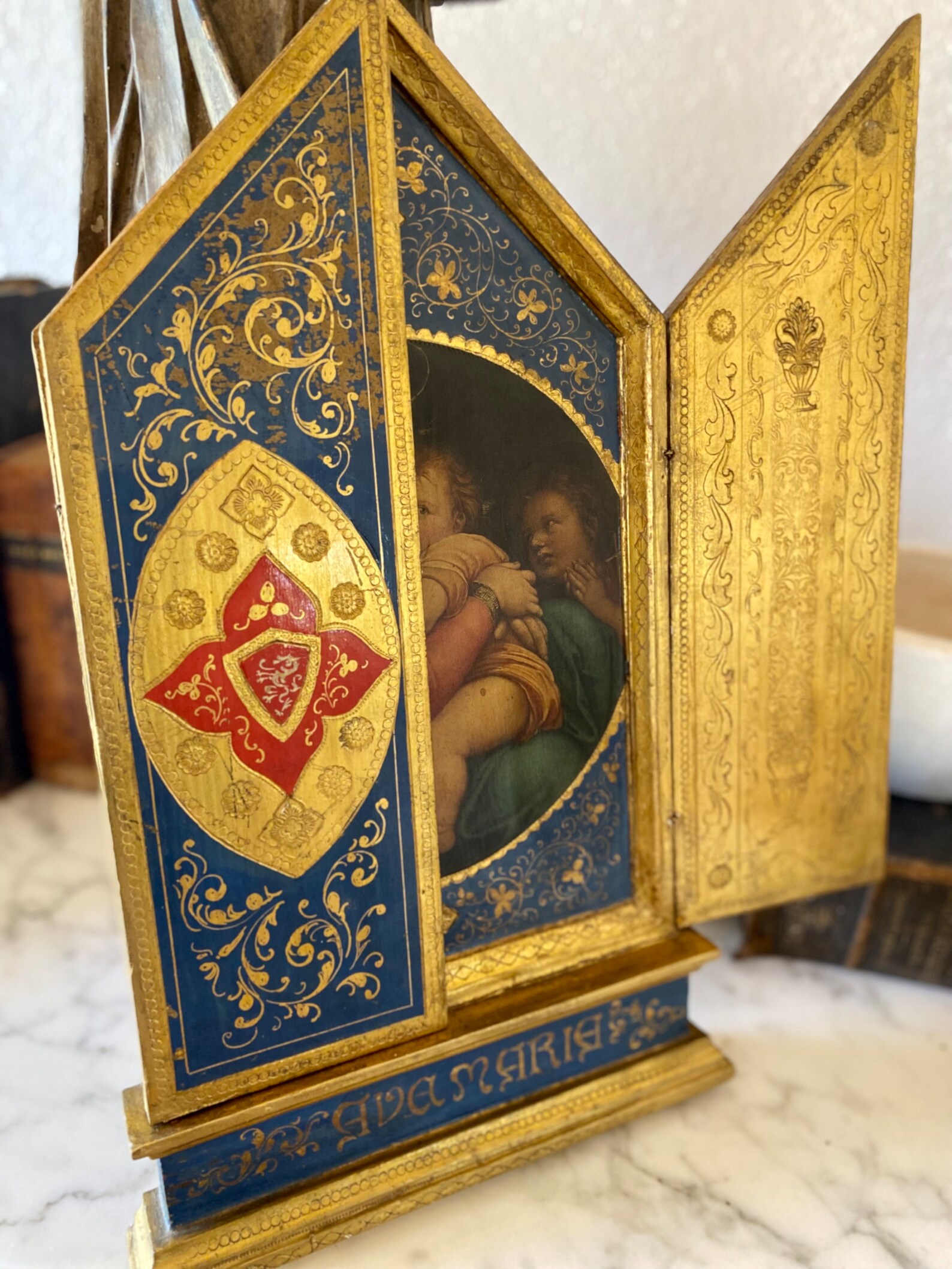 HUGE, RARE Vintage Italian Triptych, Madonna of the Chair, Tabernacle ...