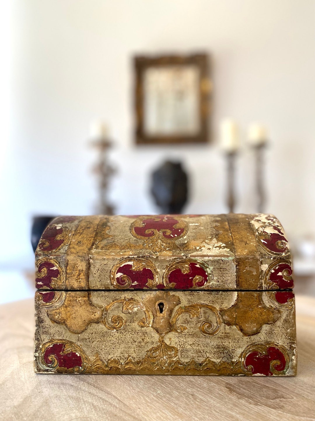 Vintage Florentine Domed Box, LARGE, Giltwood, Velvet Lined and Made in ...