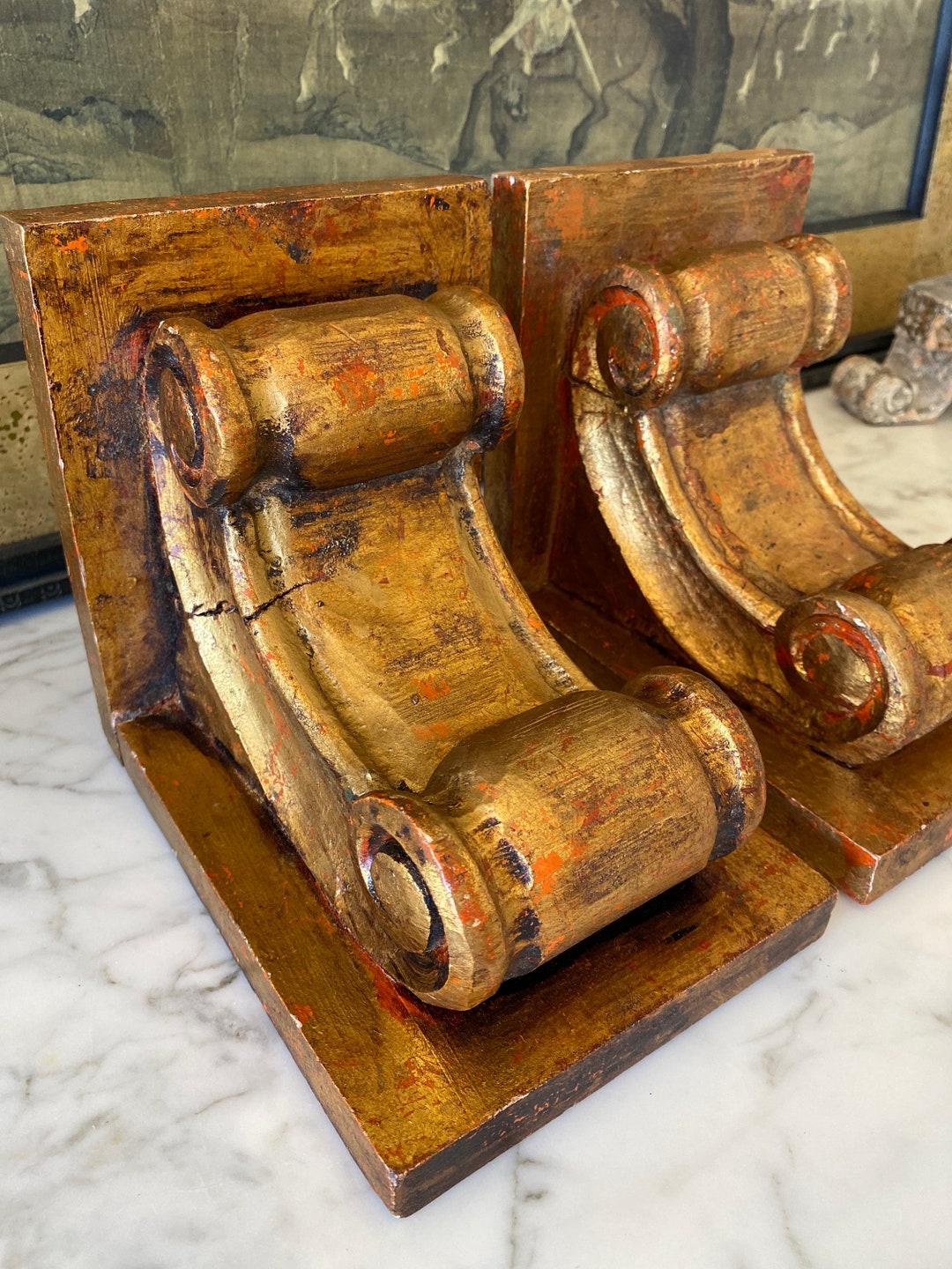 Vintage Mid Century Gilt and Wood LARGE Spanish Corbels - Etsy