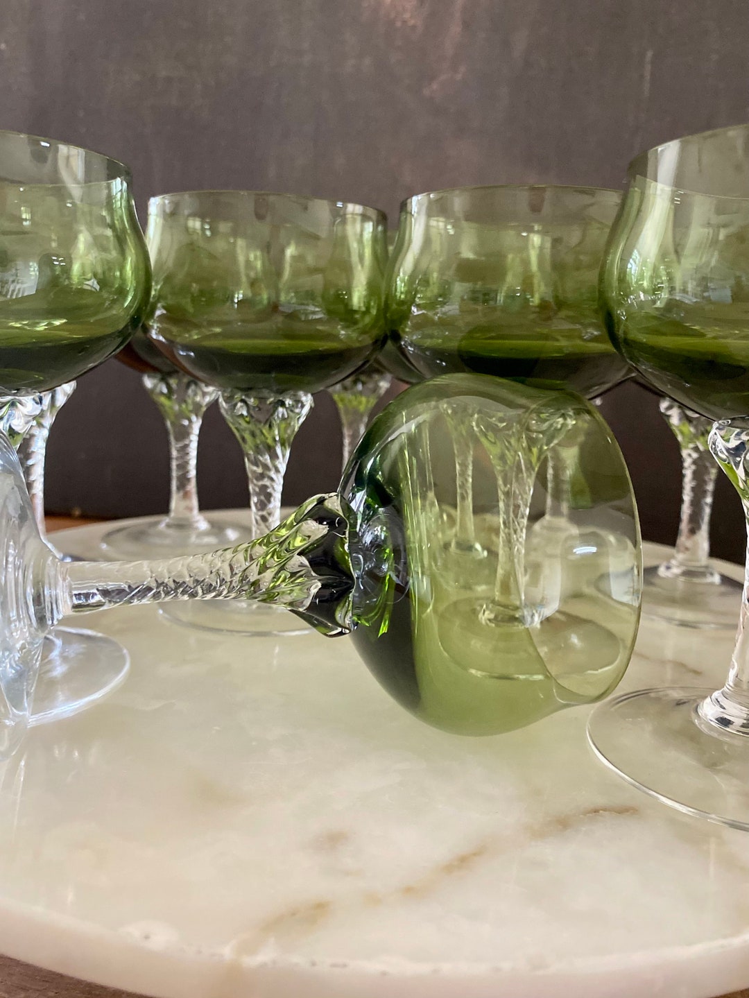 Vintage Sasaki Stemware, Liquor Cocktail Glasses, Handblown and Twisted ...