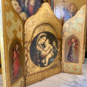 Vintage Florentine Triptych, Madonna of the Chair, Raphael, Made in Italy - Etsy