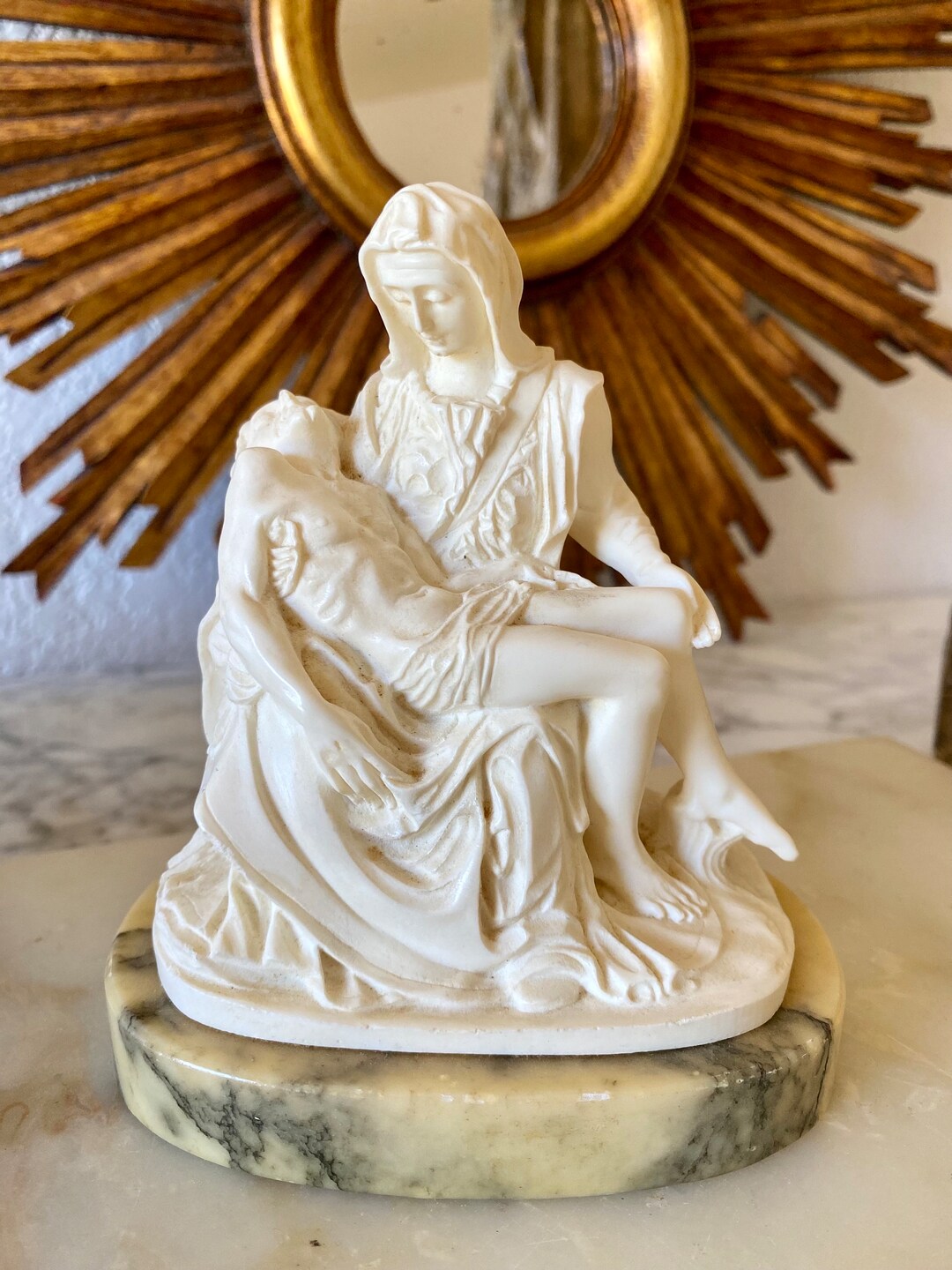 Vintage PIETA by Michelangelo Figure, ITALY, Marble Base - Etsy