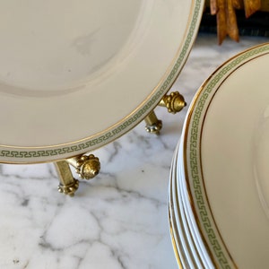 Antique Bavarian, Green Greek Key Plates, Gold Trim, Set of 8 - Etsy