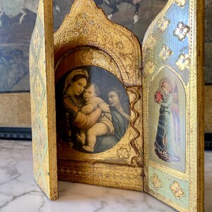 Vintage Florentine Triptych, Madonna of the Chair, Raphael, Made in Italy - Etsy