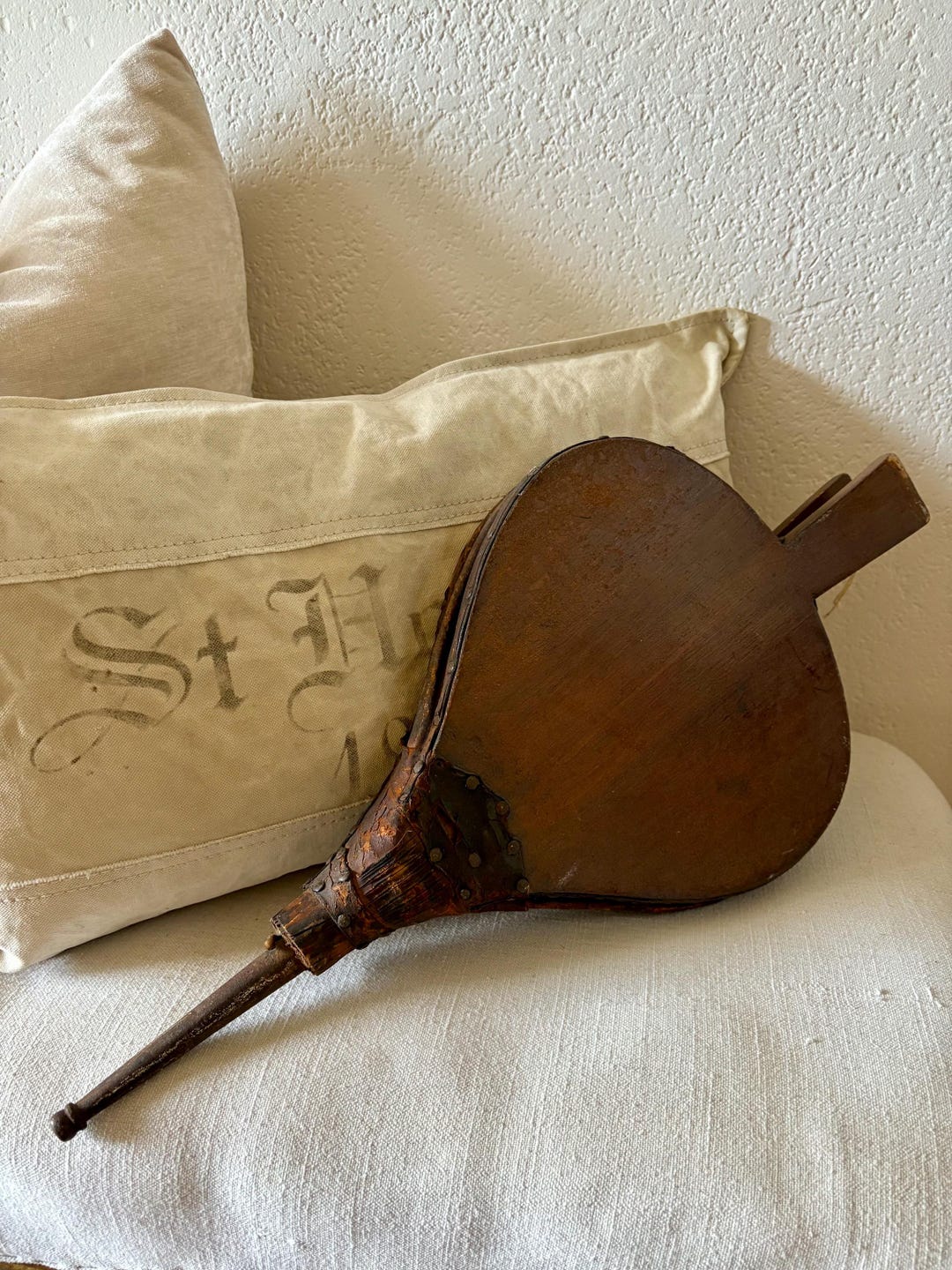 Antique Fireplace Bellows, Wood, Leather and Brass, EXTREMELY Old - Etsy