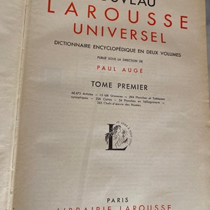 FRENCH Encyclopedia , Two Volumes, Nouveau Larousse 1948, 1948, Coffee ...