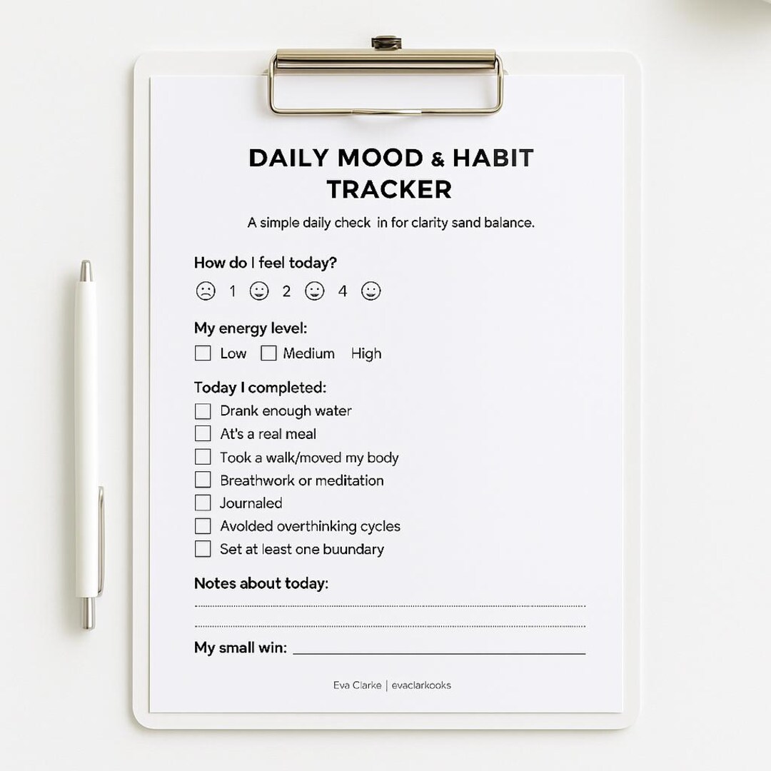 Daily Mood & Habit Tracker | Printable Mental Health Tracker | Wellness ...