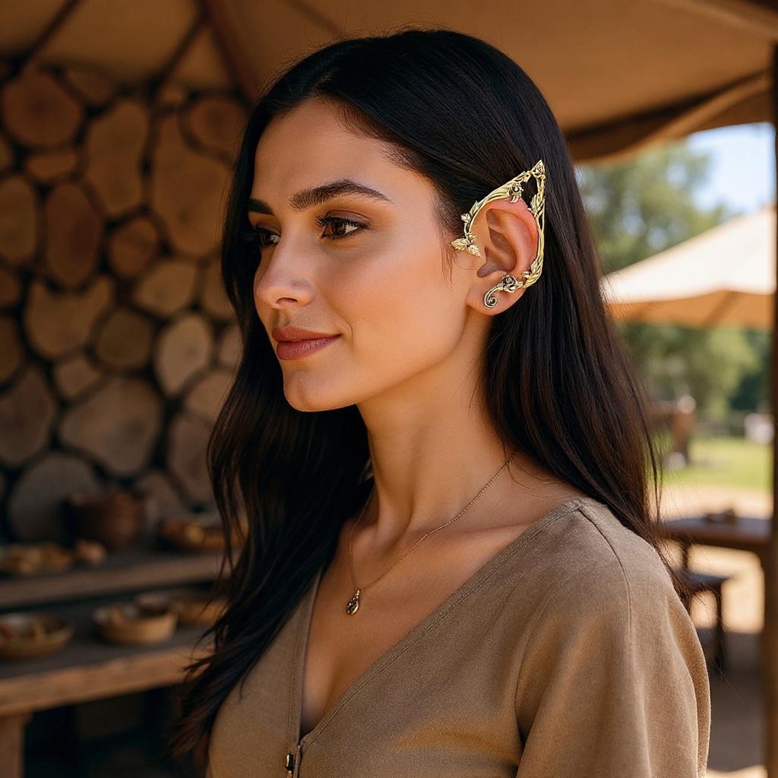 Elven Ear Cuff | Fairy Ear Wrap | Gothic Fantasy Jewelry | Floral Rose ...