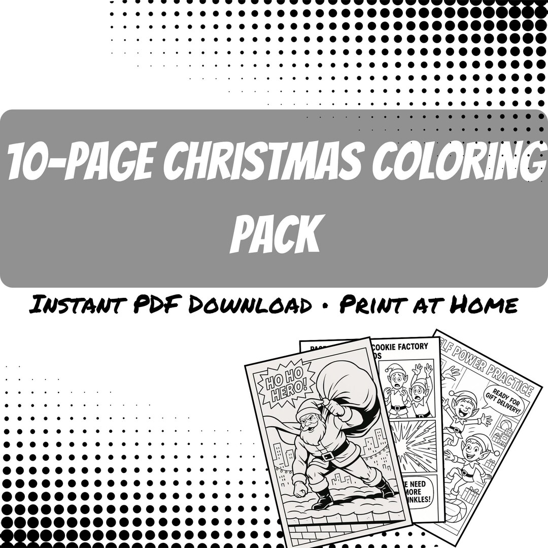10-page Christmas Coloring Pack – Printable Comic-style Coloring Pages ...