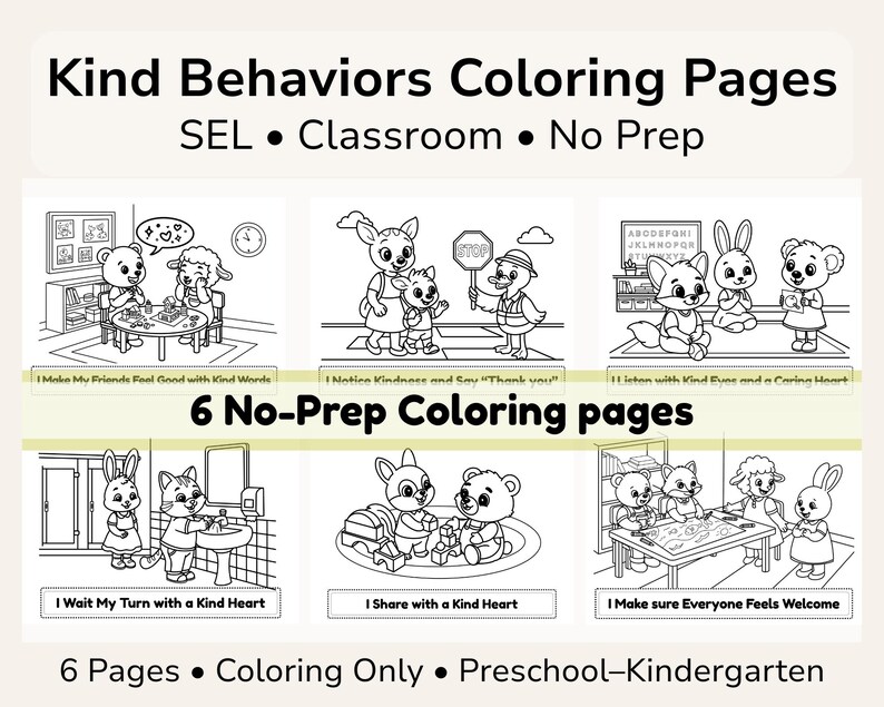 Kindness Coloring Pages | SEL Coloring Worksheets | Social Skills | No ...