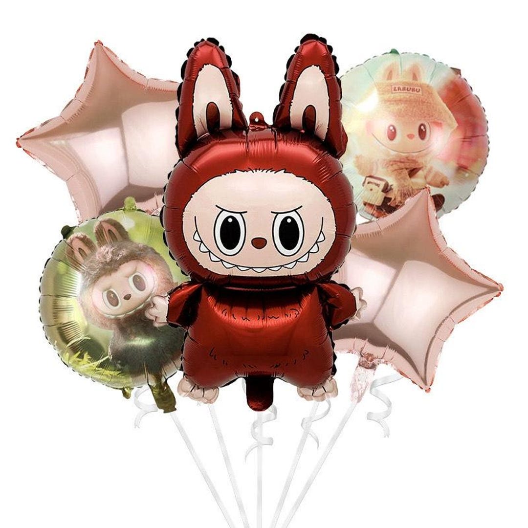 Labubu Mylar Balloon Pack 5pcs – Kids Cartoon Party Decorations ...
