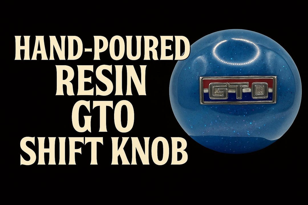 Handcrafted 2” GTO Shift Knob – Deep Blue Flake Resin With Vintage ...
