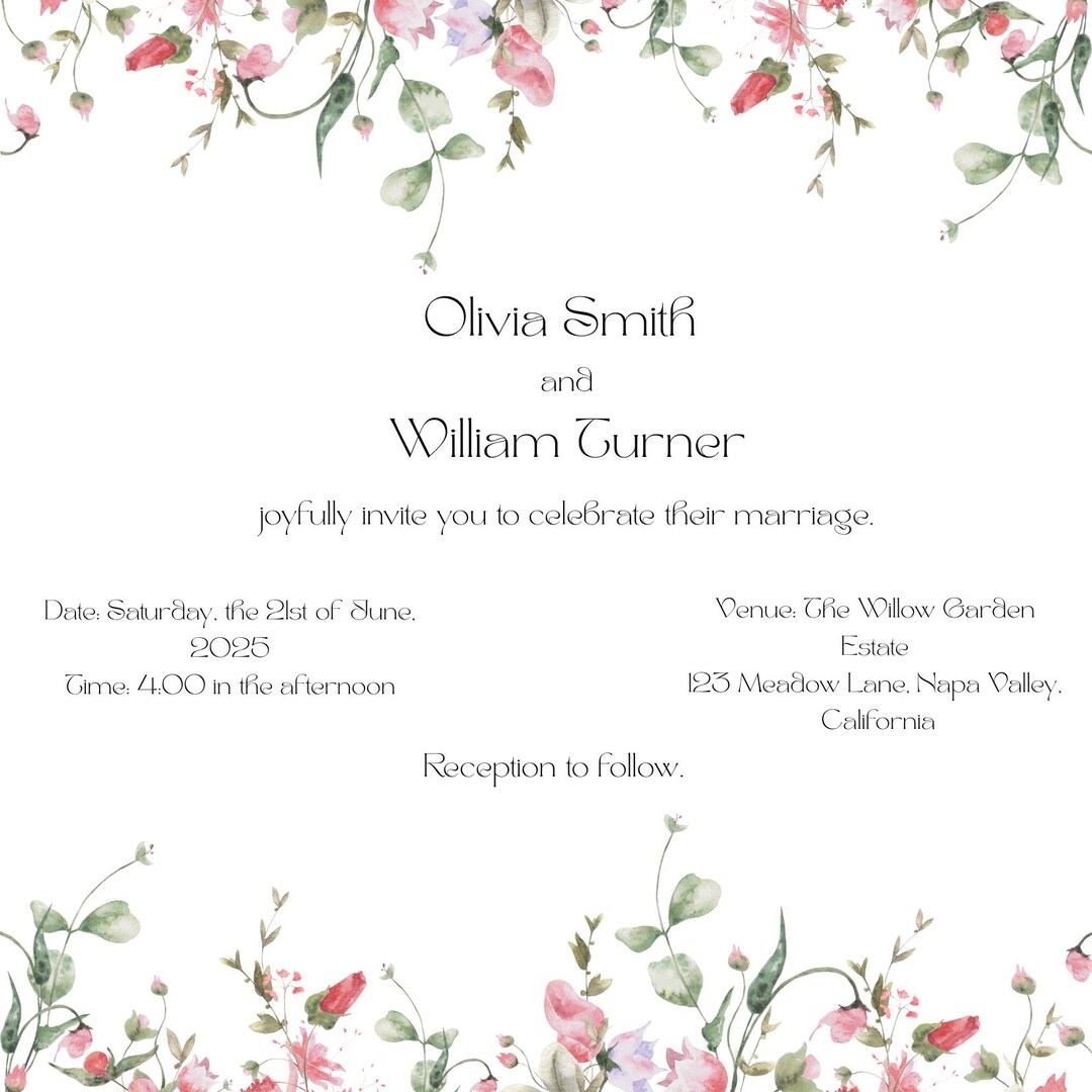 Ethereal Garden Digital Wedding Invite - Watercolor Flowers - Etsy
