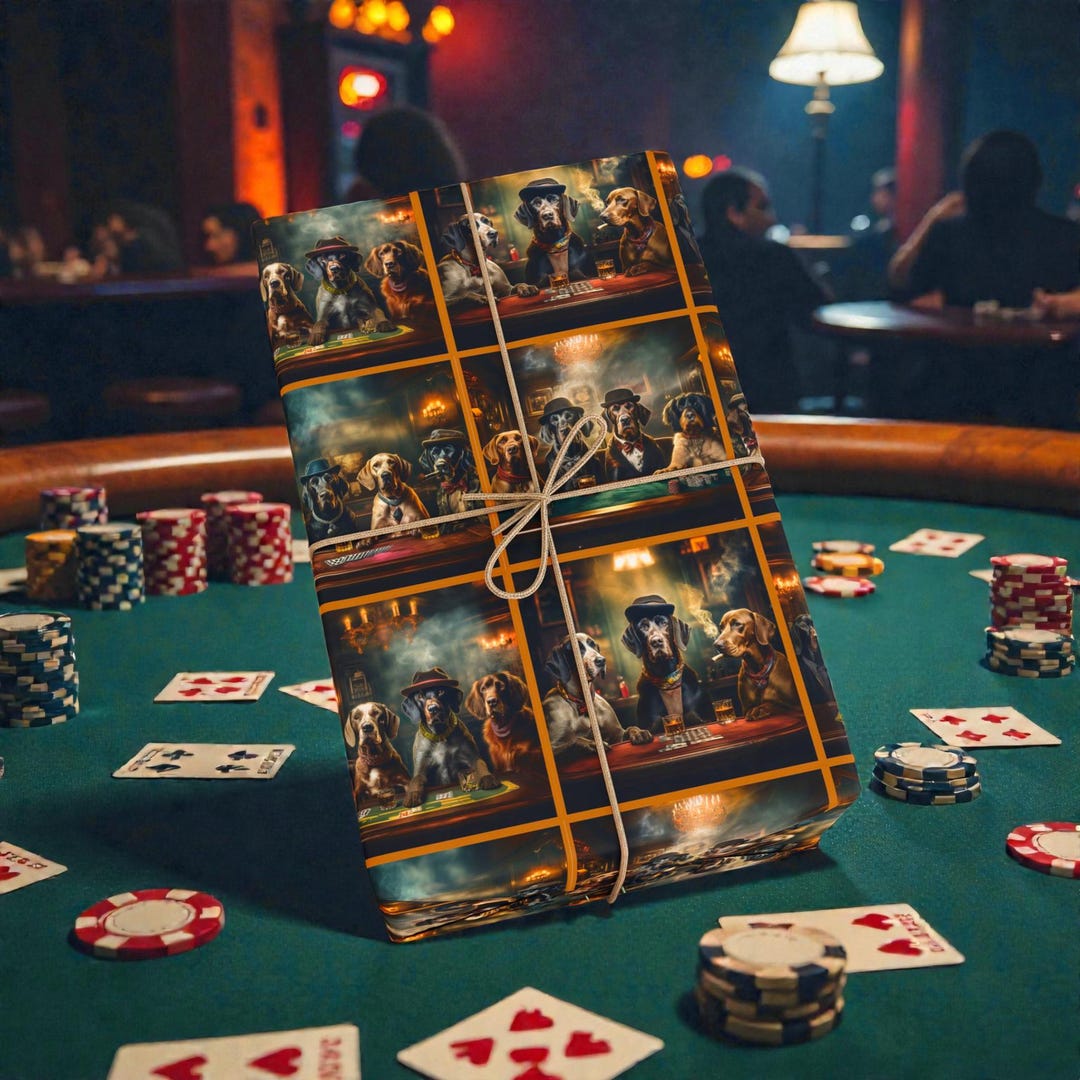 German Shorthaired Pointer, Hunting Dogs Playing Poker Wrapping Paper ...
