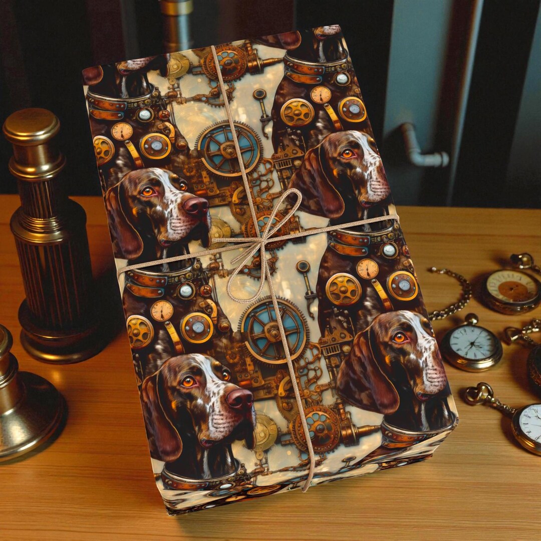 Steampunk German Shorthaired Pointer Wrapping Paper | GSP Vintage ...