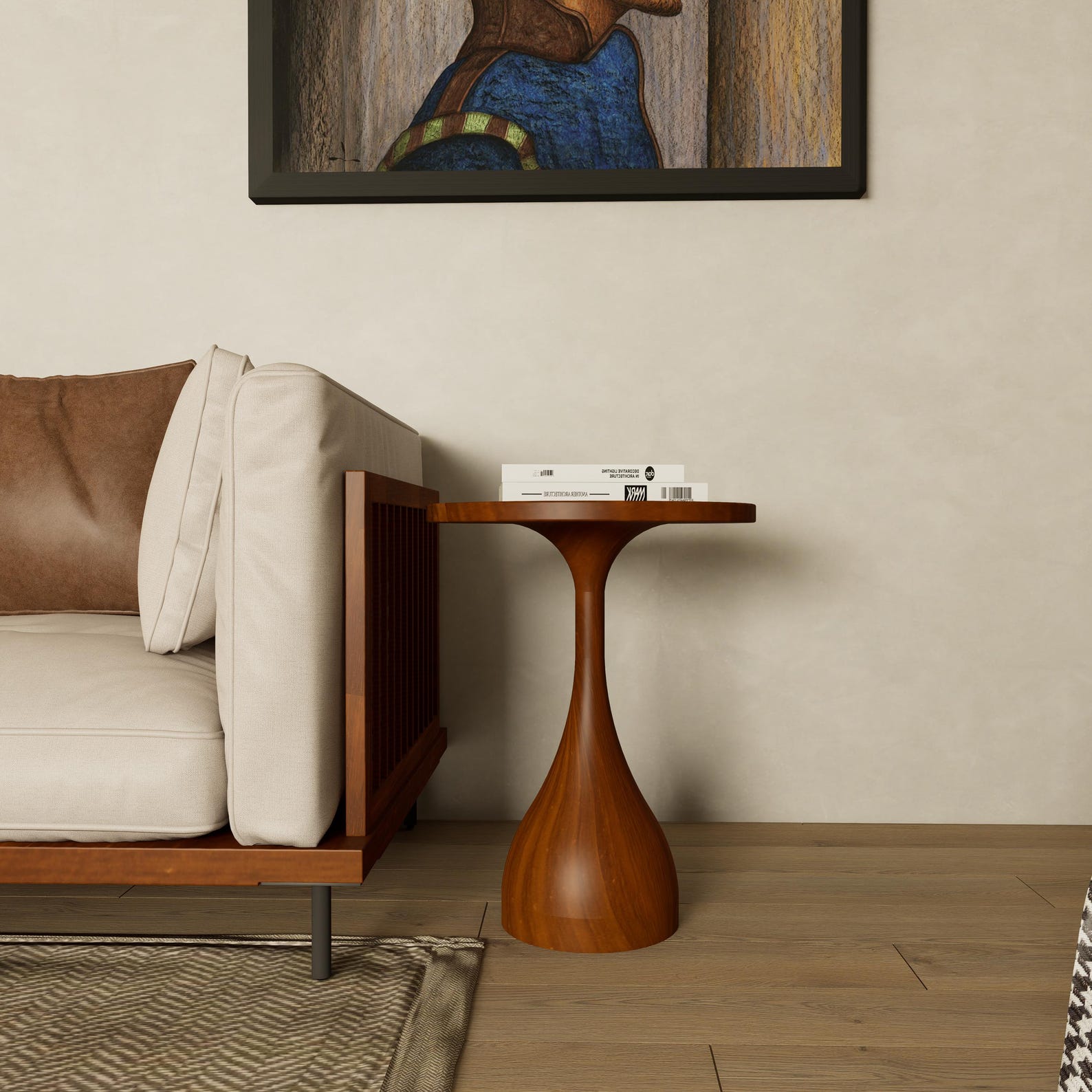 Minimalist Handmade Wooden Side Table Modern Sculptural Organic Accent ...