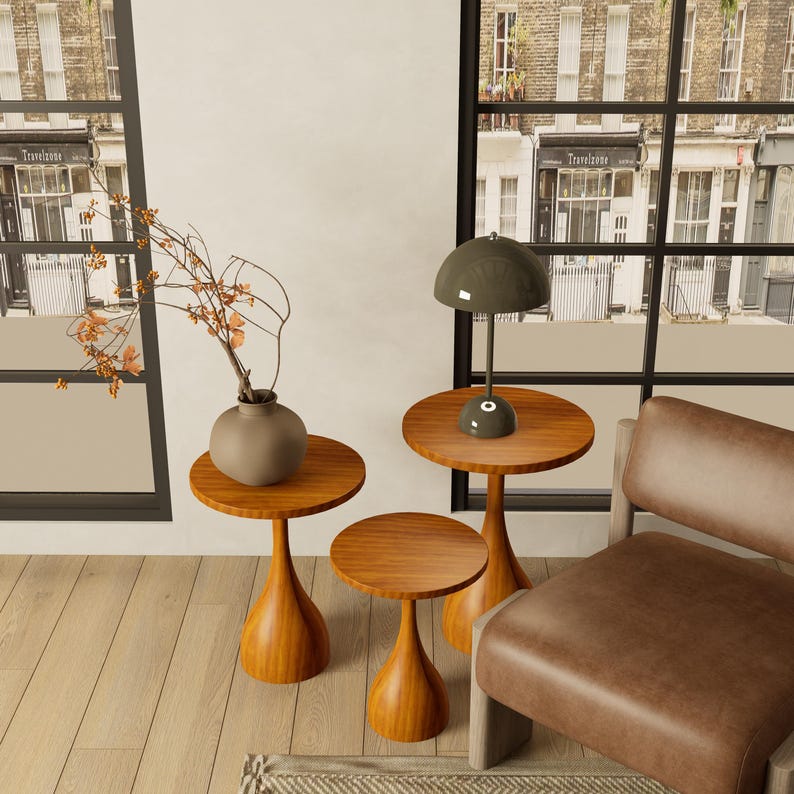 Minimalist Handmade Wooden Side Table Modern Sculptural Organic Accent ...