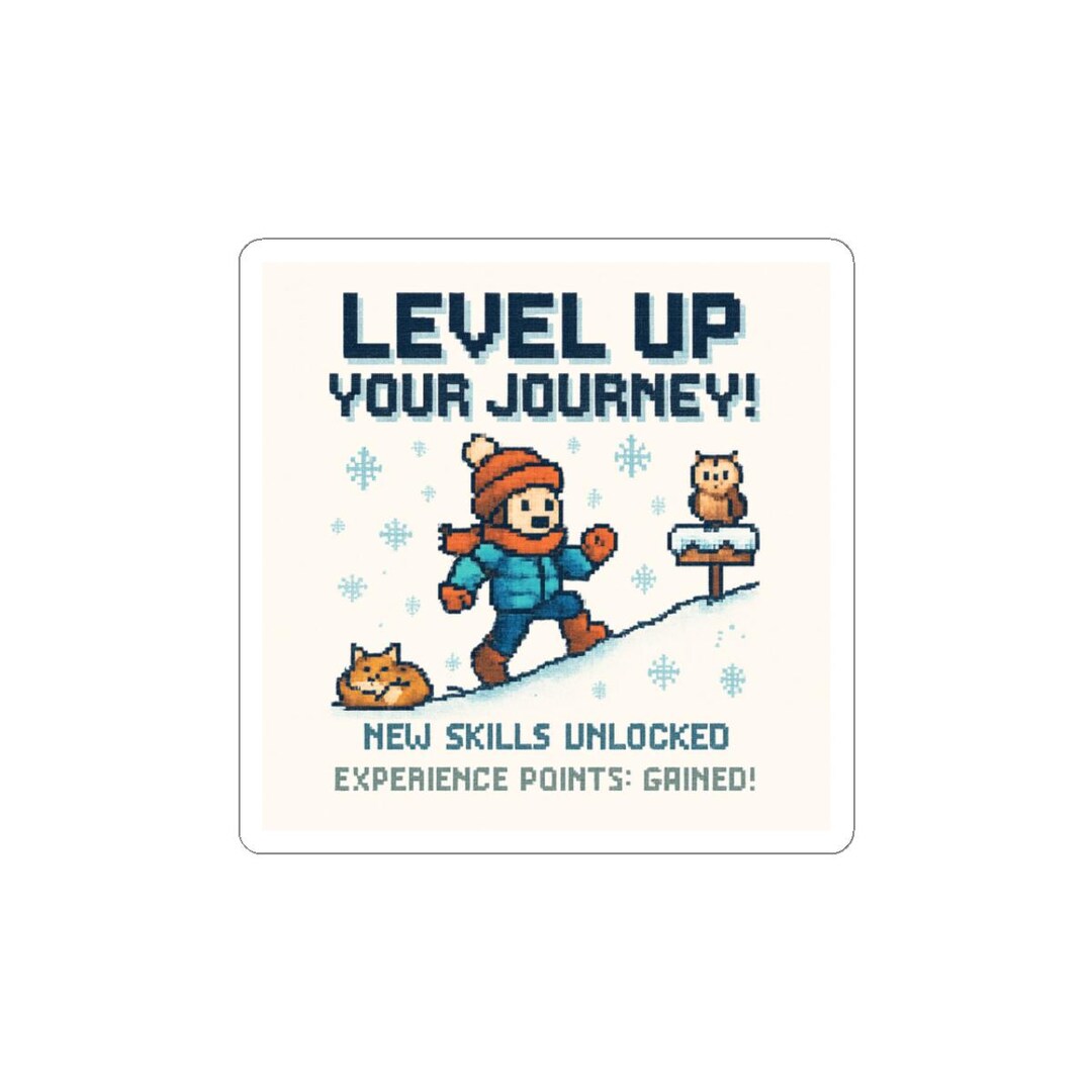 Level up Your Journey Sticker | Pixel Skier Winter Design - Etsy
